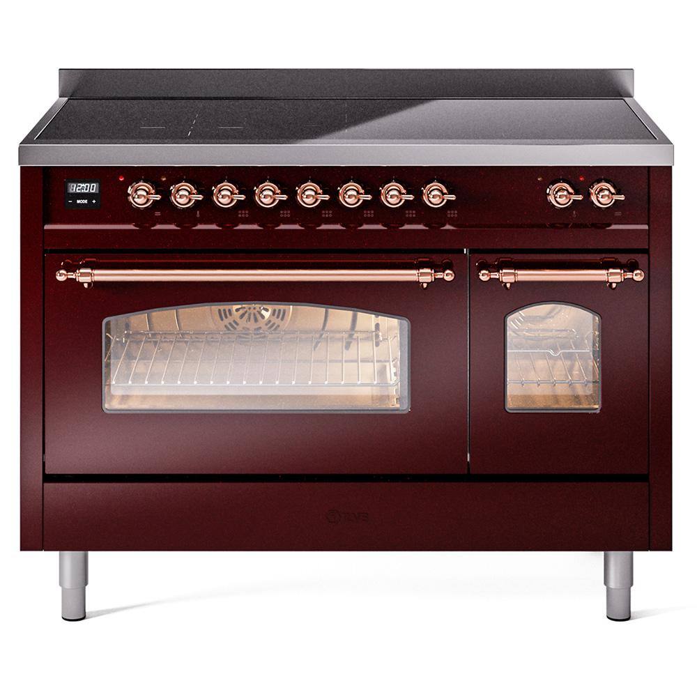 ILVE Nostalgie 48 in. 6 Zone Freestanding Double Oven Induction Range ...