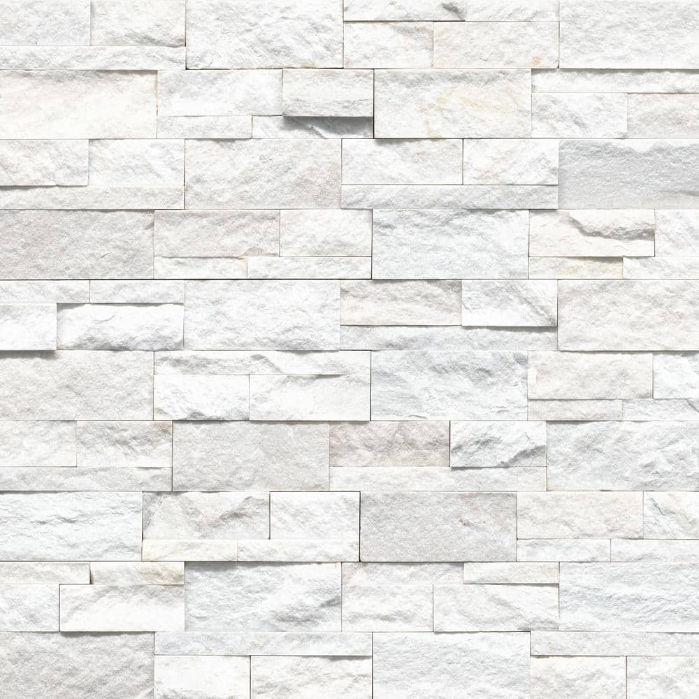 MSI Arctic White Ledger Panel 9 in. x 24 in. Splitface Quartzite Wall ...