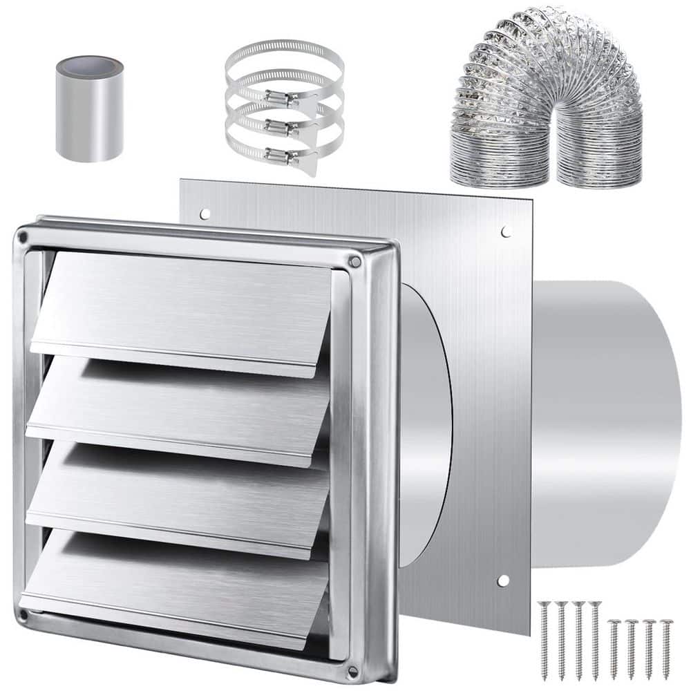 Laybus 4 in. Stainless Steel Dryer Vent Kit Through Wall with Hose ...