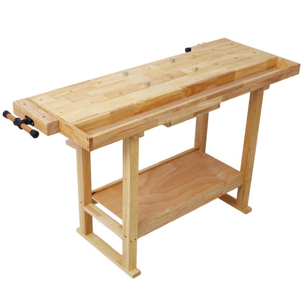 Kahomvis 60 in. W x 25 in. D Wood Workbench Woodworking Bench GH-LKW4 ...