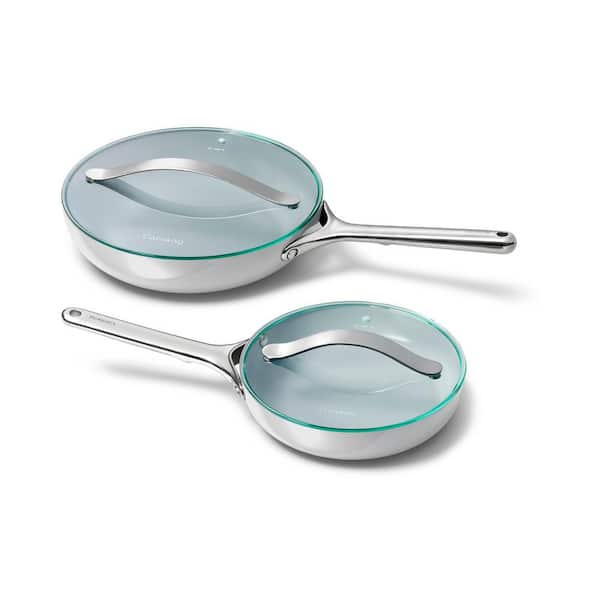 Caraway 2-Piece Ceramic Fry Pan Cookware Set with Glass Lids in Gray CW ...