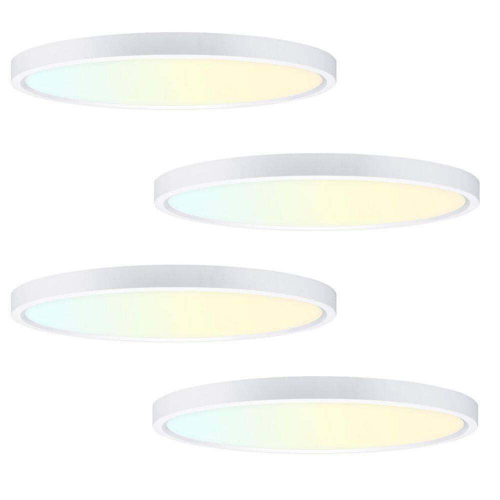Sofiton 16 in. Round White New Ultra-Low Profile Integrated LED Flush ...