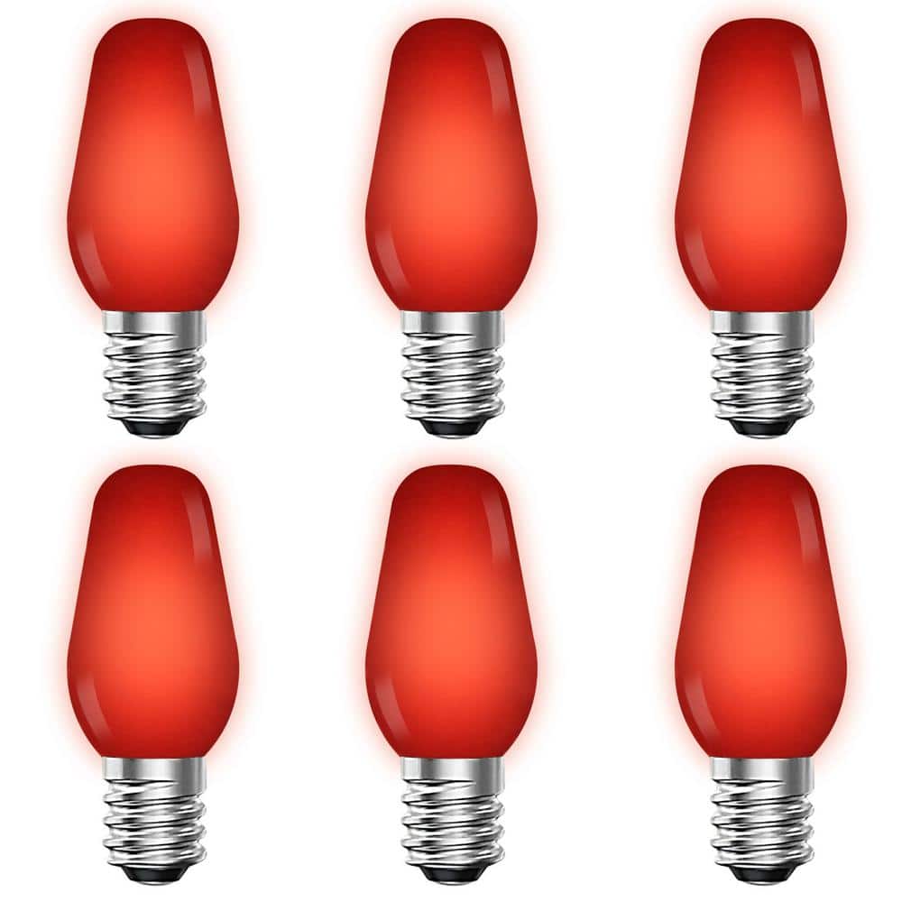 LUXRITE 0.5-Watt C7 LED Red Replacement String Light Bulb Shatterproof ...