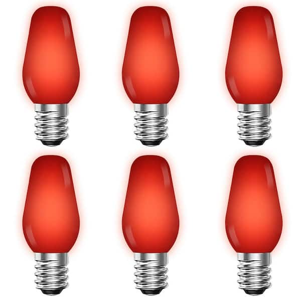 LUXRITE 0.5-Watt C7 LED Red Replacement String Light Bulb Shatterproof ...