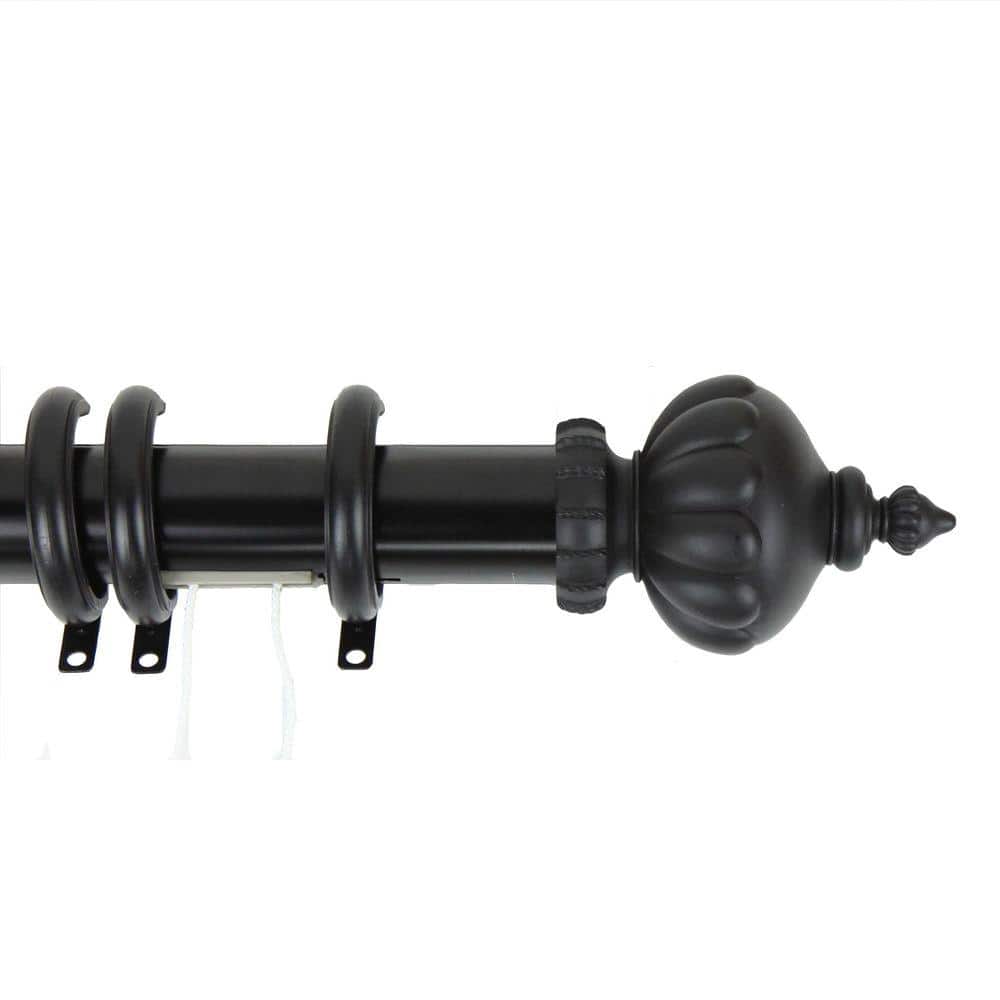 Rod Desyne Imperial 66 in. - 120 in. Traverse Curtain Rod in Black DTR ...