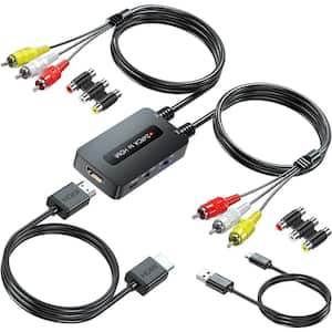 EKIEUDL AV/RCA to HDMI Converter with RCA Male and HDMI Cable for Video Converter in Black ...