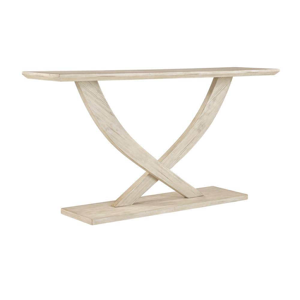 Boraam Rasmus 57 in. Whitewash Finish RectangleWood Console Table 77320 ...