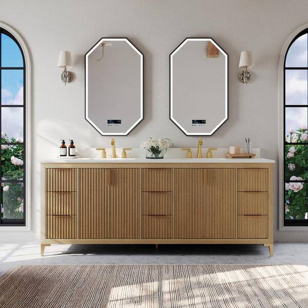 Ancerre Designs Turlington 84 in. W Double Sink Freestanding Bath ...