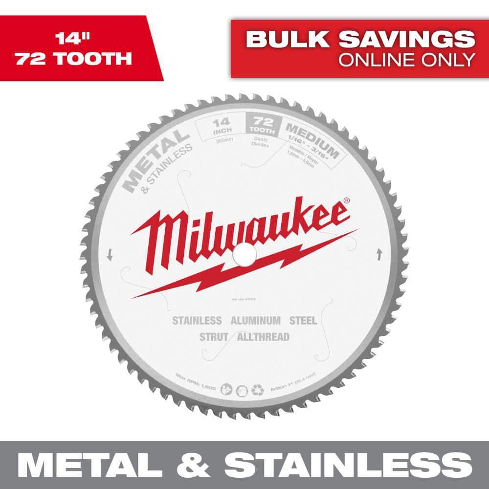Milwaukee 14 in. x 72 Carbide Teeth Metal & Stainless Cutting Circular ...