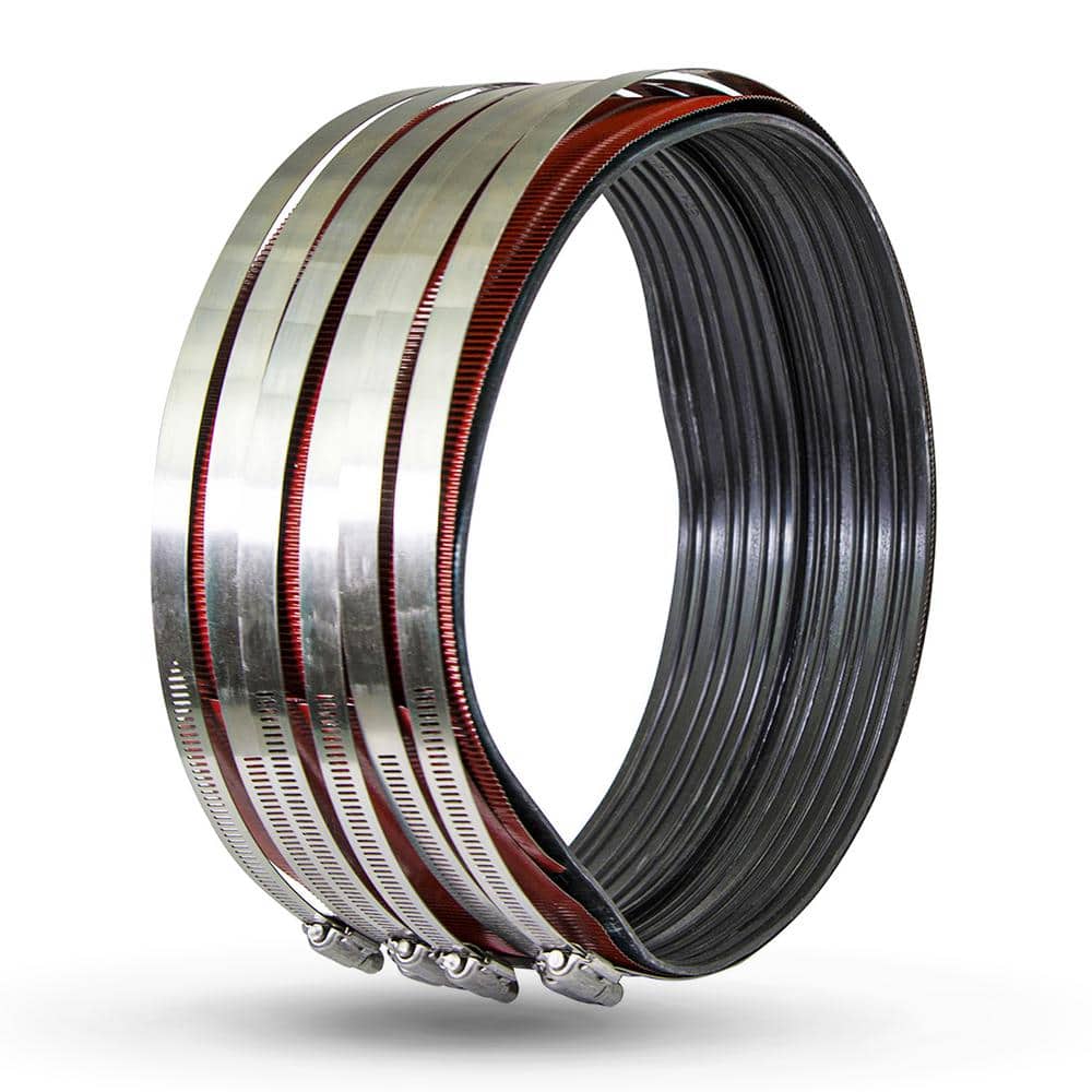 PLUMBFLEX 6 in. Heavy-Duty Stainless Steel No Hub Shielded Pipe Coupling with Clamps NHCS6 - The ...