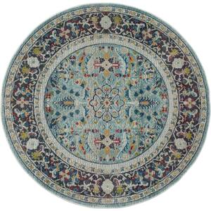 Nourison Global Vintage Teal Multicolor 8 ft. x 10 ft. Vintage Persian ...