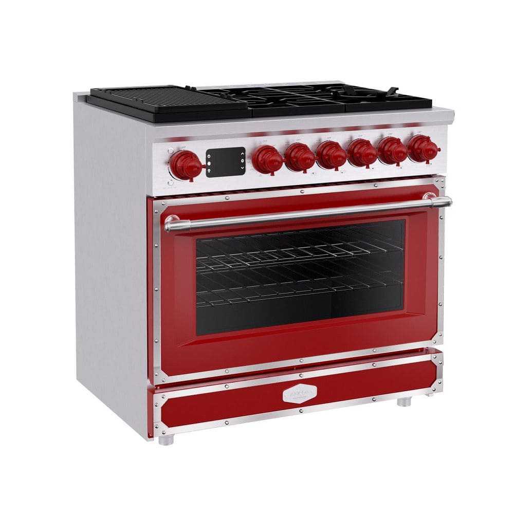 Akicon 36 in. Freestanding Gas Range with 6 Sealed Burners and 5.2 cu ...