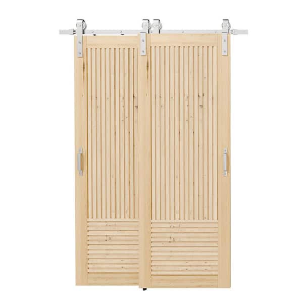 TENONER 60 in. x 84 in. Pine Wood Fluted Vertical and Horizontal Slat ...