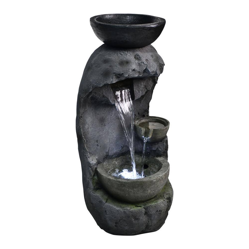 Outdoor Floor Standing Rack Water Fall Fountain with White 6 LED Light ...