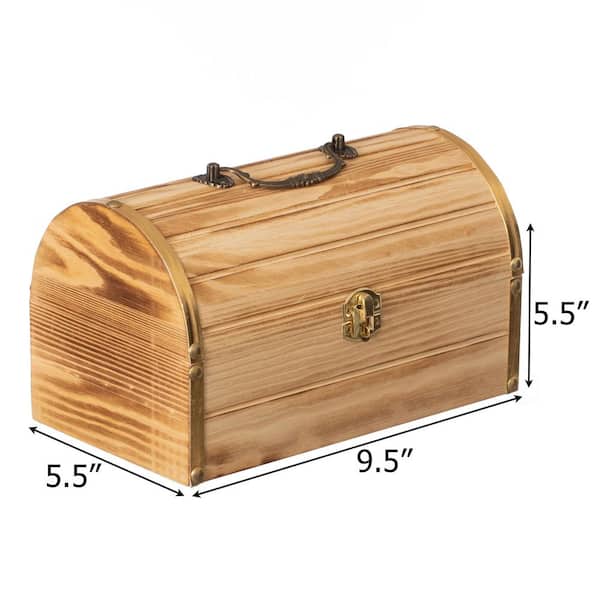 Vintiquewise Unfinished Wooden Treasure Chest with Arched Lid, Gold ...