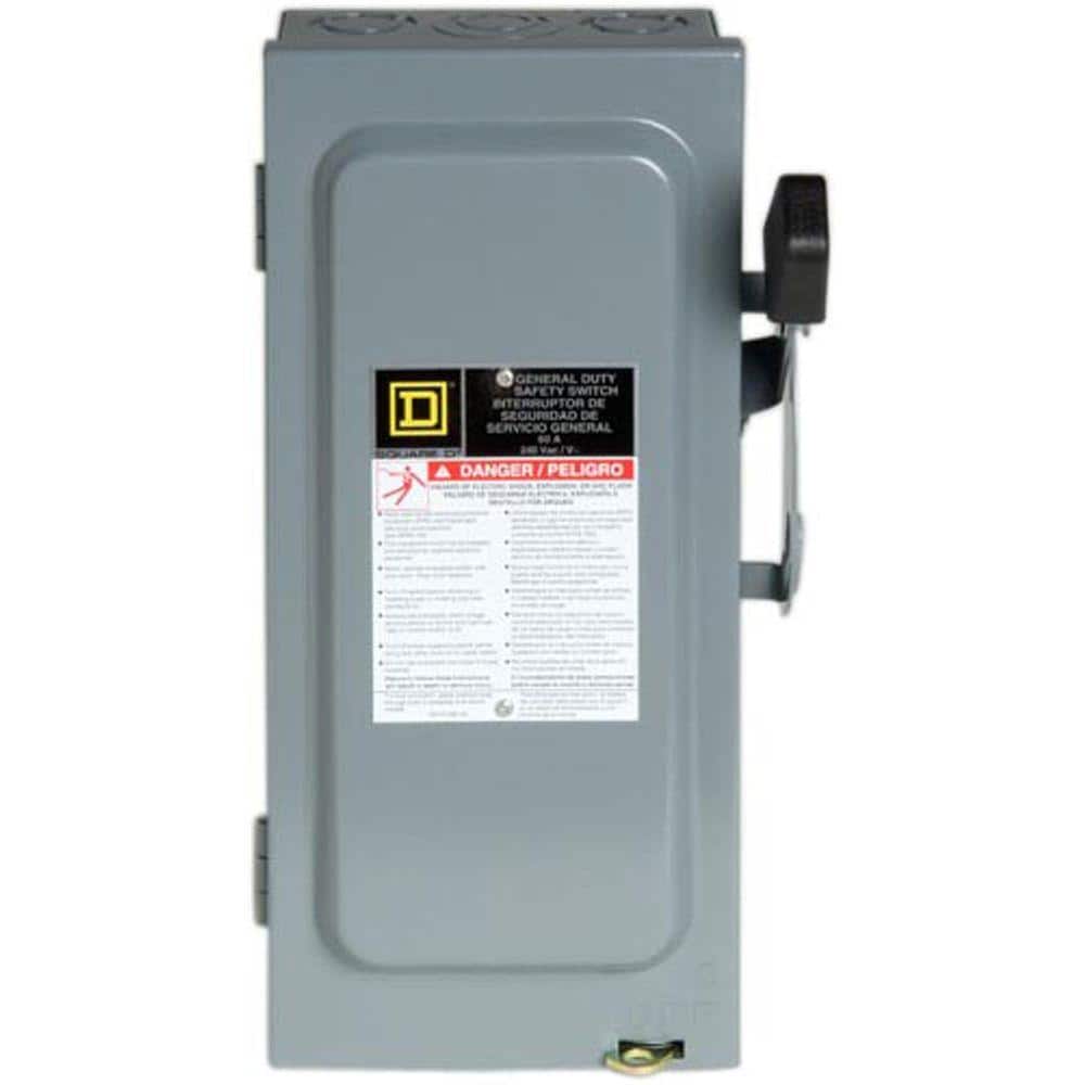 Square D 60 Amp 240-Volt 3-Pole 3-Phase Non-Fusible Indoor General Duty ...