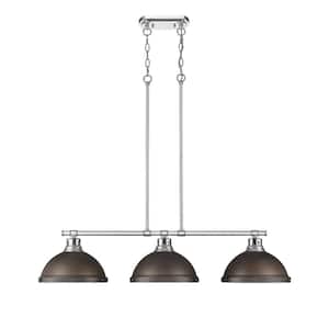 Golden Lighting Duncan 300-Watt 3-Light Chrome Pendant Light with Steel ...