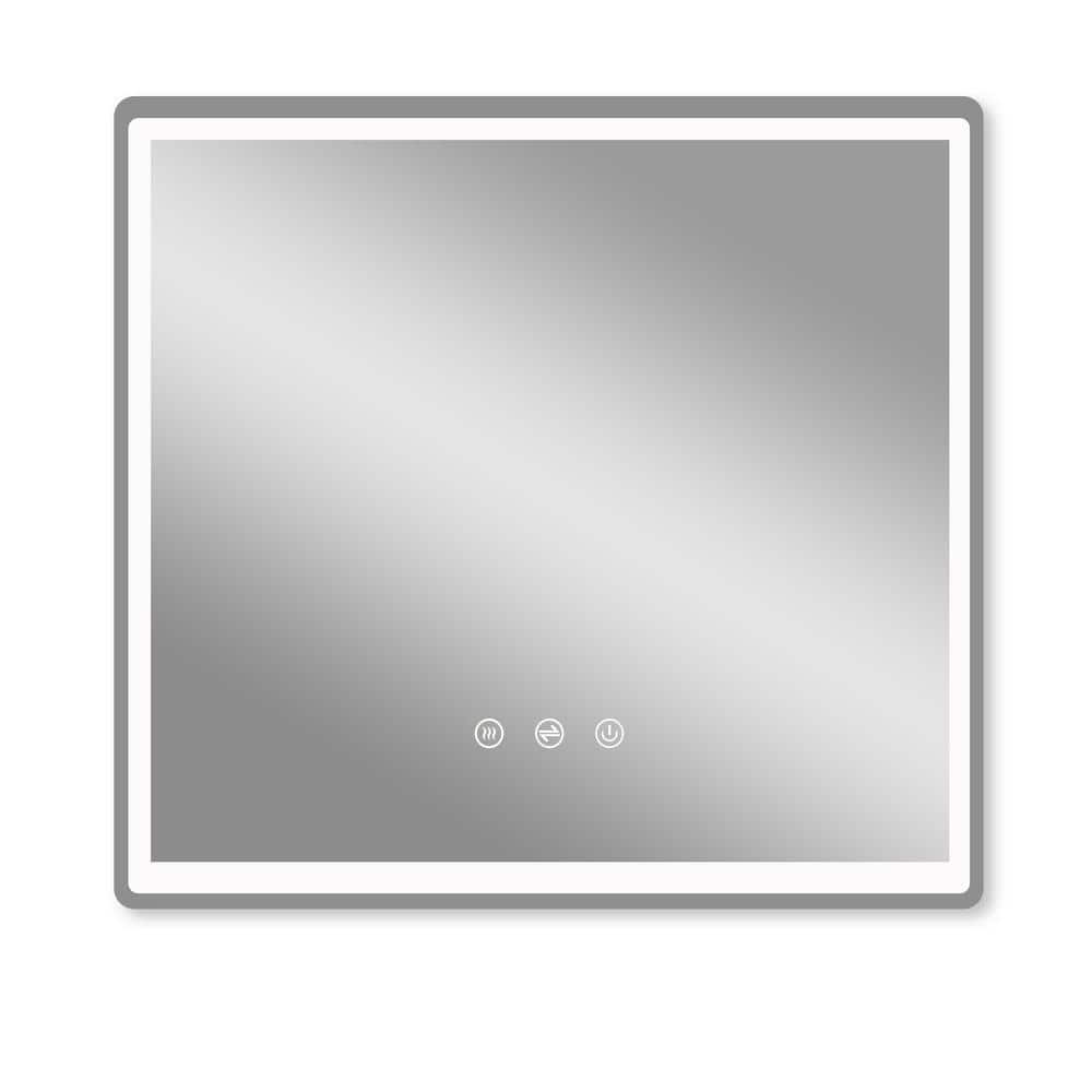 Chrome 40 in. W x 36 in. LED Modern Aluminum Alloy Frameless Rectangle ...