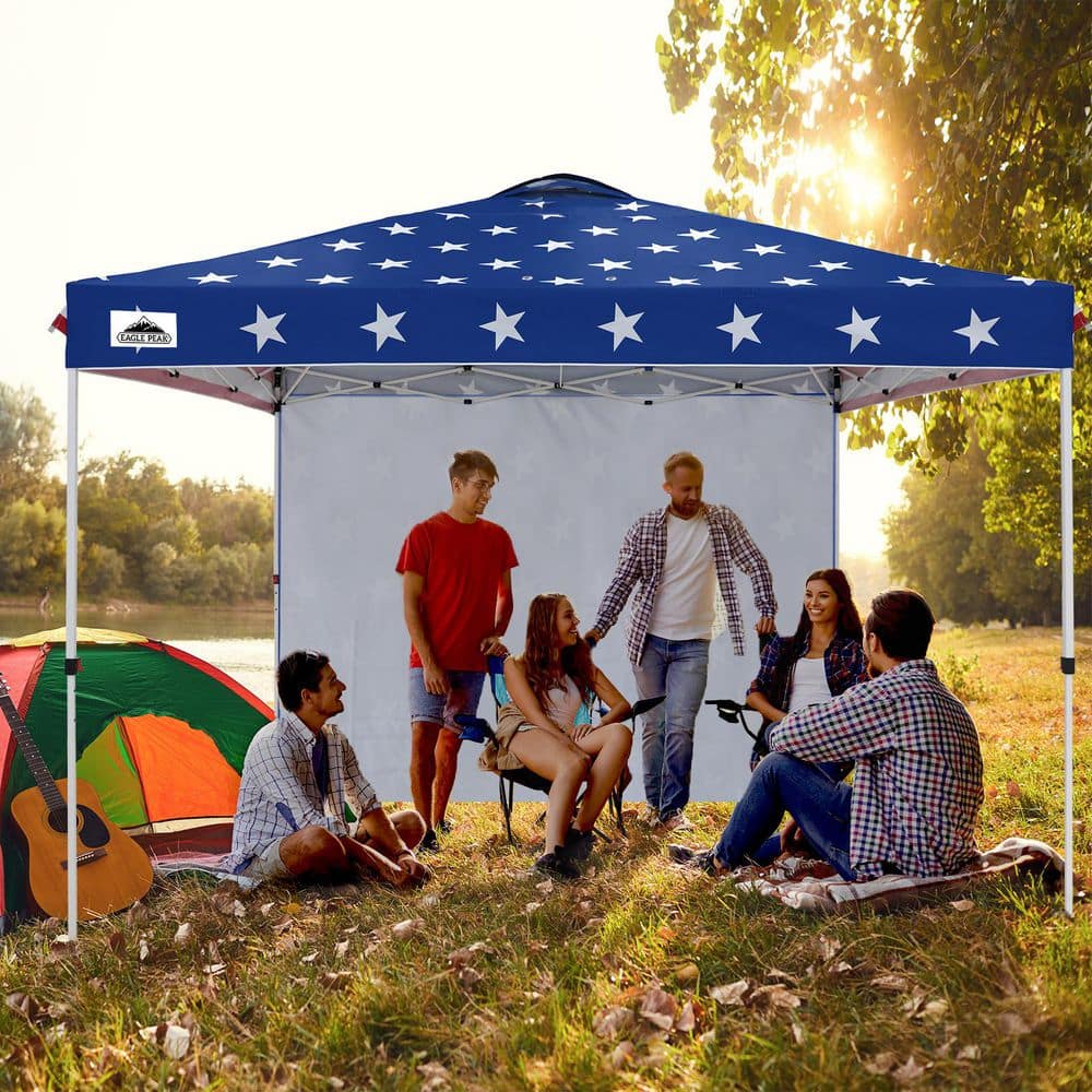 Have a question about EAGLE PEAK 12 ft. x 12 ft. Pop up Canopy Tent with One Sidewall and 4-Sand ...