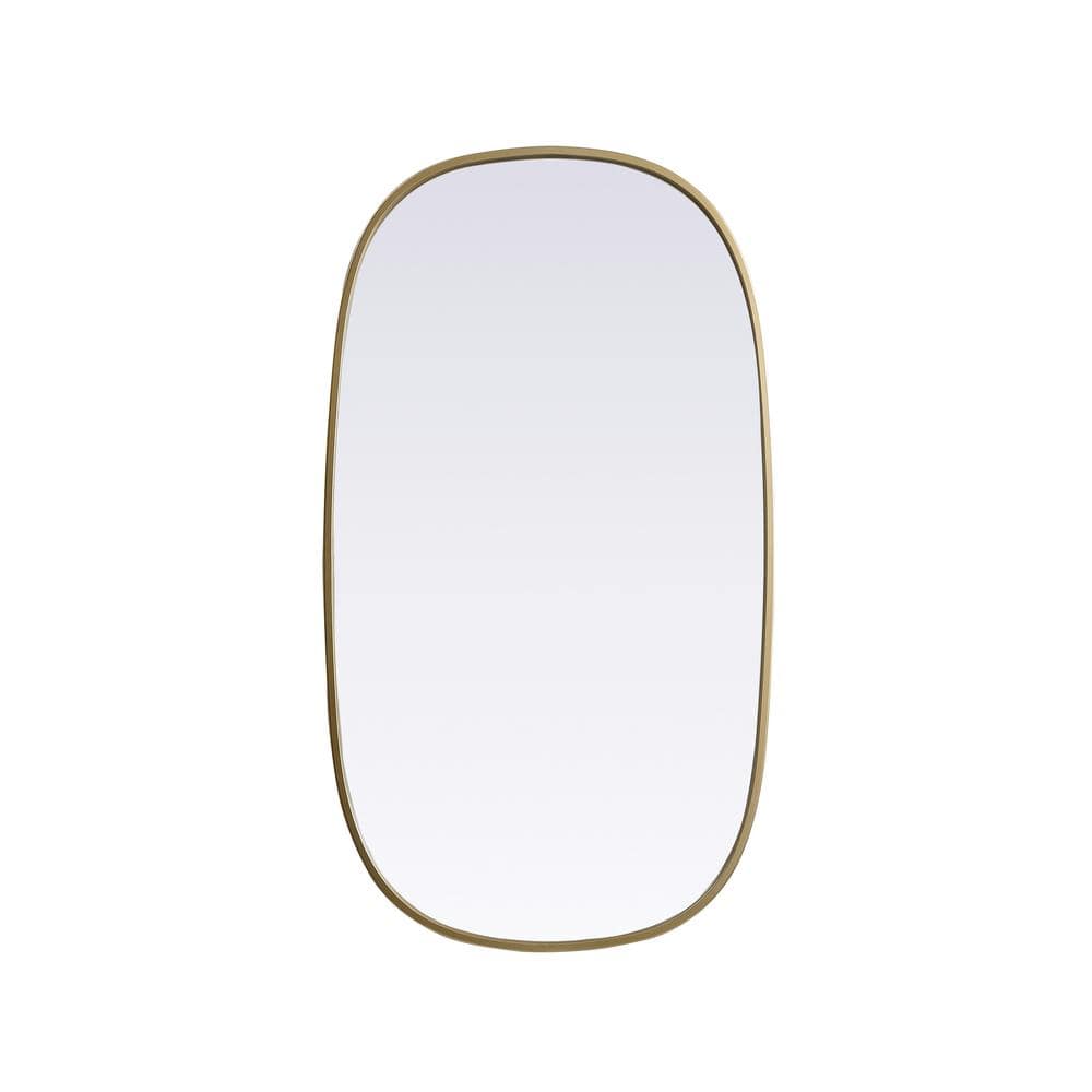 Simply Living 20 in. W x 36 in. H Oval Metal Framed Brass Mirror ...