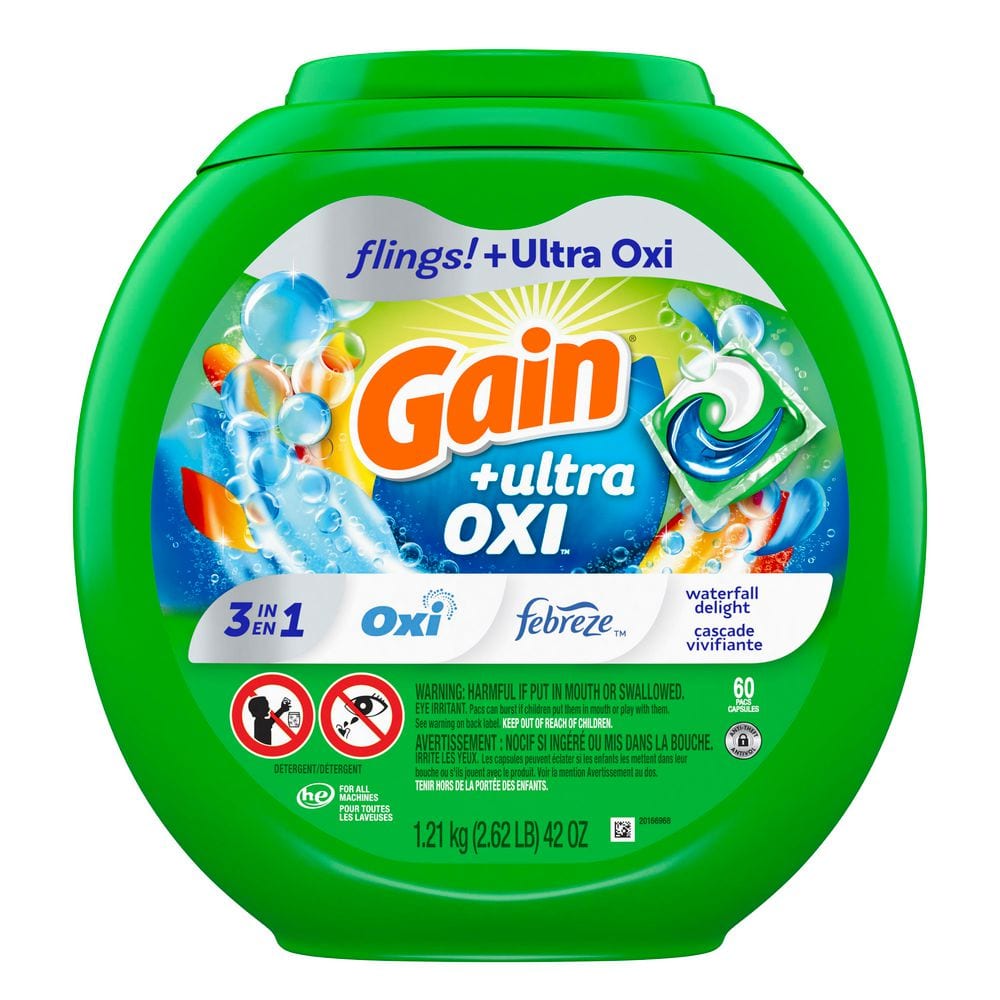 Gain Flings Ultra Oxi HE 3-In-1 Waterfall Delight Scent Laundry ...