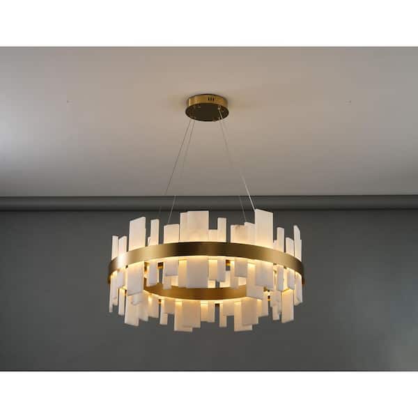 Gleam Flare Modern Chandelier 32 in. 1-Light Gold Wagon Wheel ...