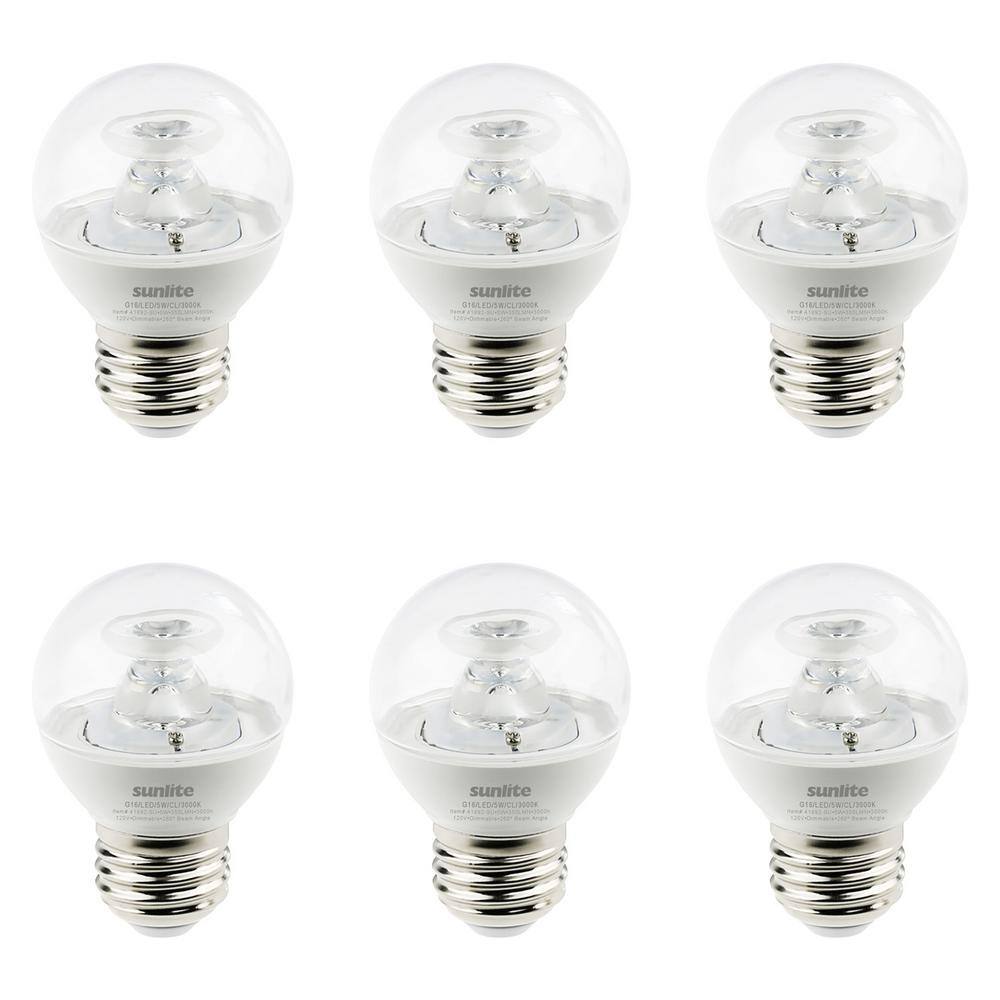 Sunlite 40-Watt Equivalent G16 Clear E26 Base LED Light Bulb 4000K (6 ...