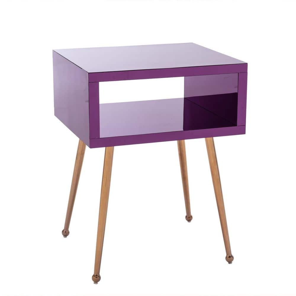 SUNRINX Purple Mirror end Table Mirror Nightstand MG6-70BD - The Home Depot