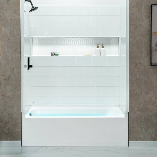 Simple Project 56 in. x 24 in. Collapsible Soaking Bathtub with Right ...