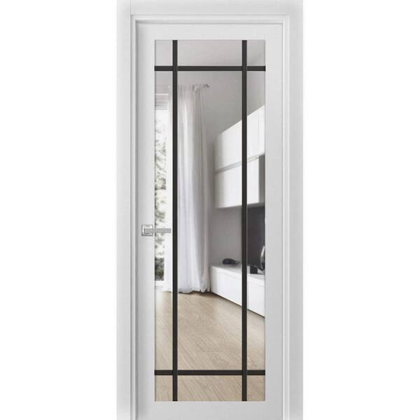Sartodoors 42 in. x 96 in. 1 Panel White Finished Solid Wood Sliding ...