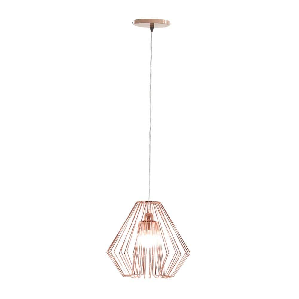 Litton Lane Modern Bronze Iron Wire Grid Pendant 58654 - The Home Depot