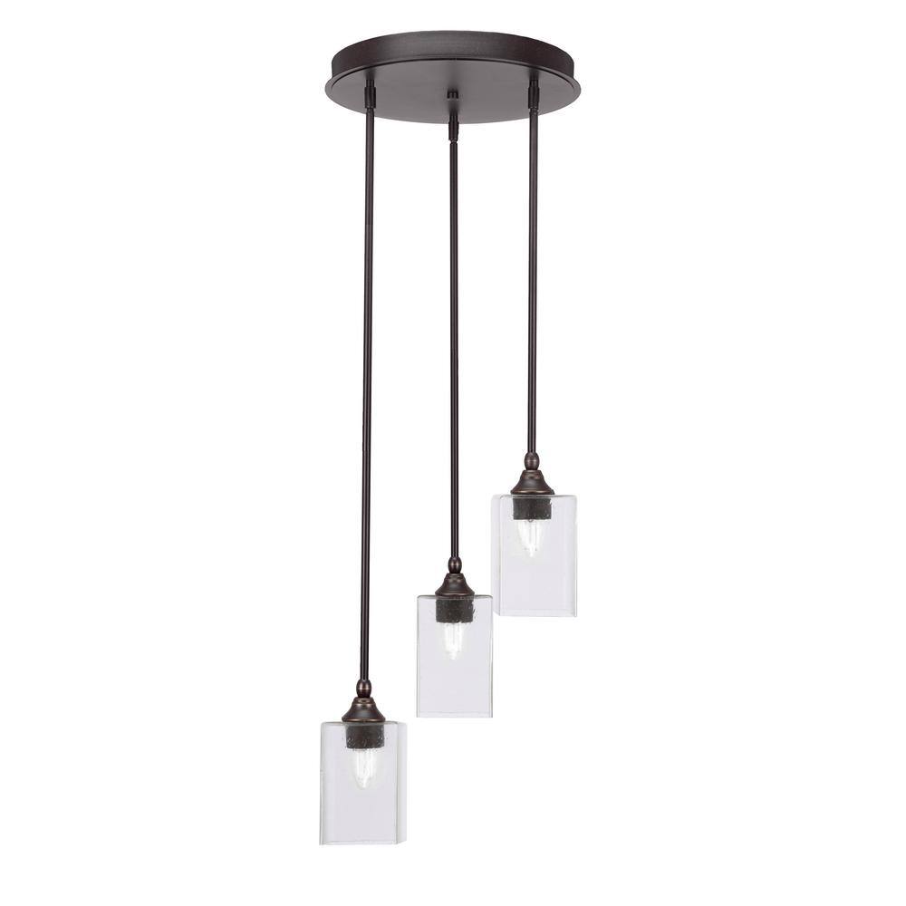 Villa 60-Watt 14 in. 3 Light Dark Granite Stem Pendant Light with 4 in ...
