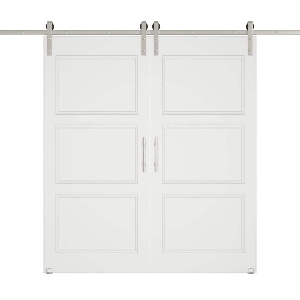 ARK DESIGN 72 in. x 80 in. Waterproof Paneled 3-Lite White Primed MDF ...