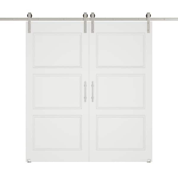 ARK DESIGN 72 in. x 80 in. Waterproof Paneled 3-Lite White Primed MDF ...