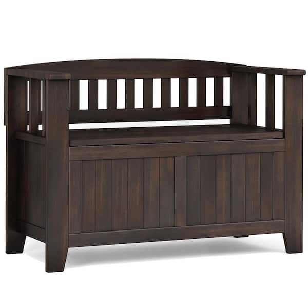 NEW 66.9 Gal. Dark Brown Solid Wood Entryway\Outdoor Storage Bench with ...