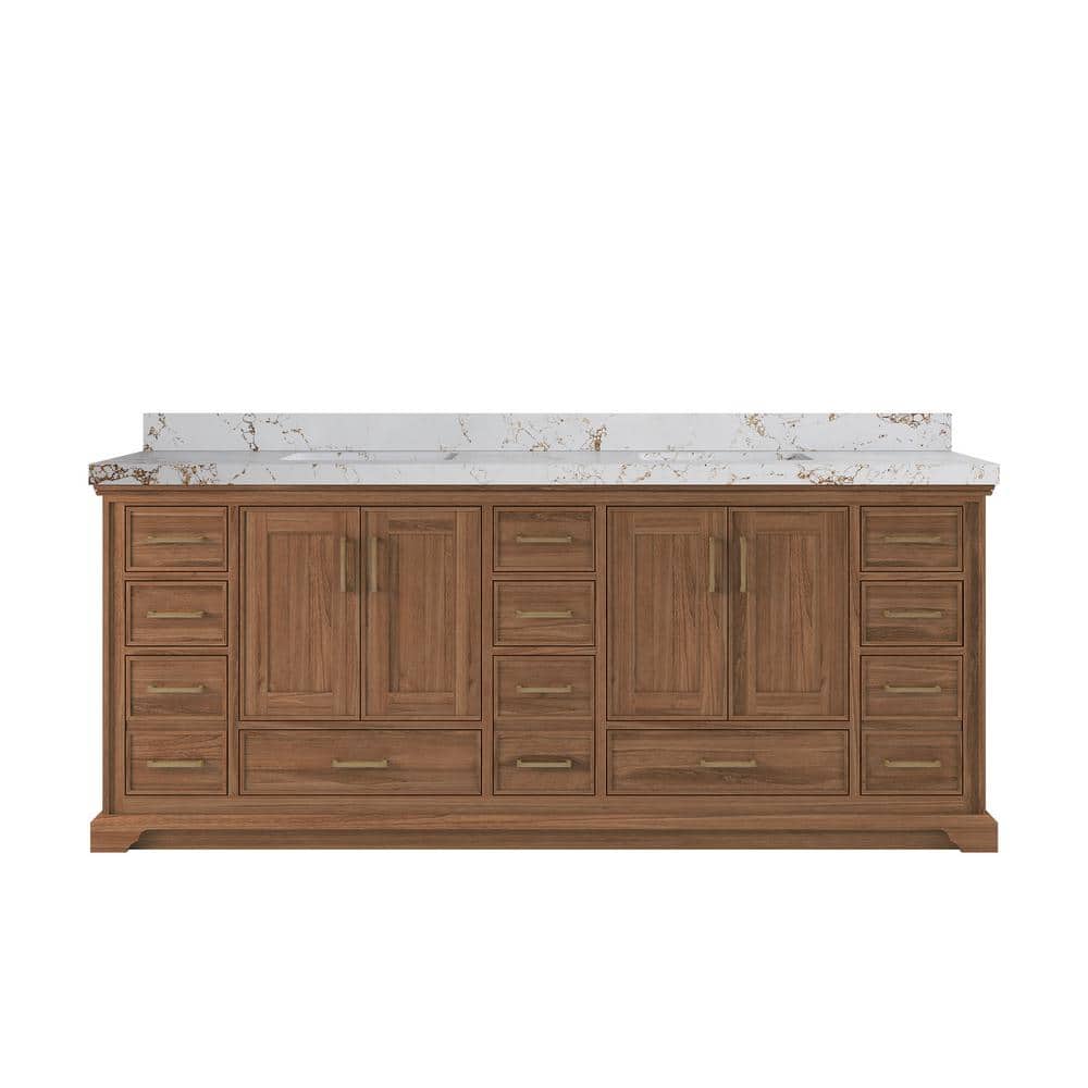 Willow Collections Charlotte Teak 84 in. W x 22 in. D x 36 in. H Double ...