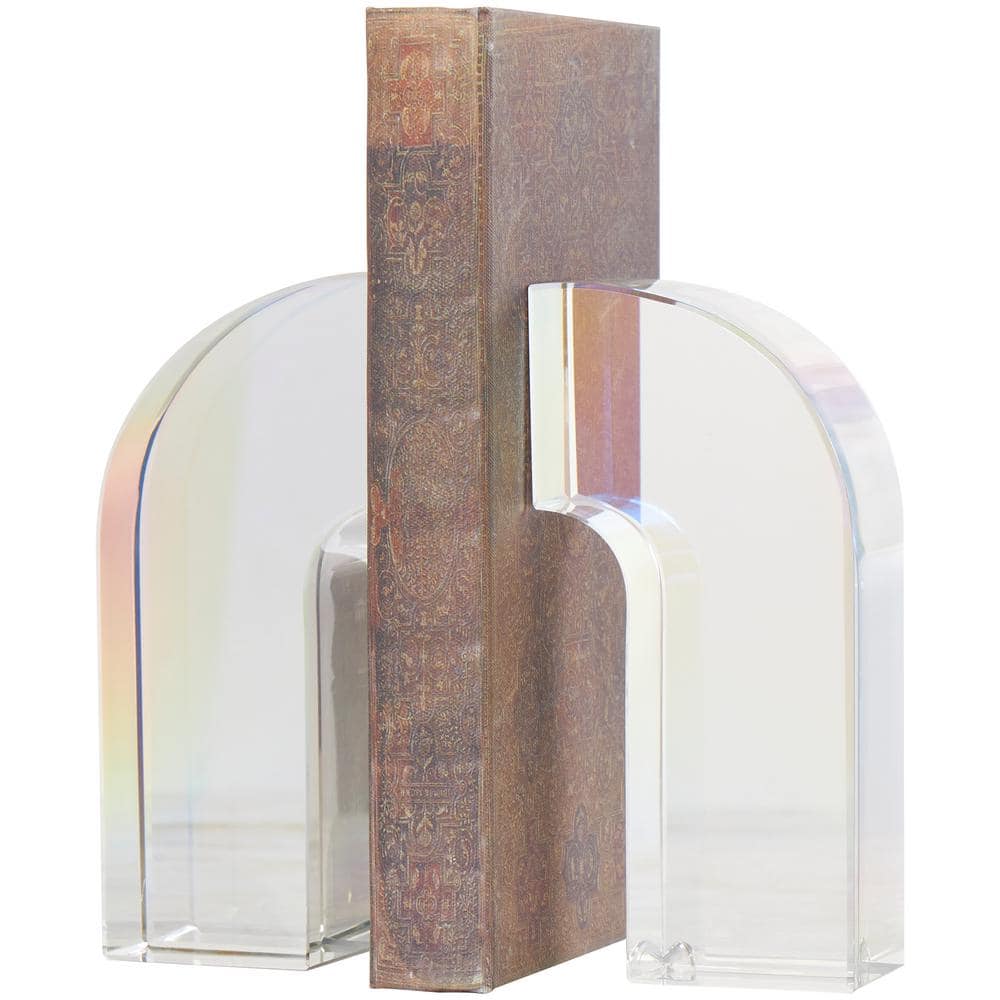 Litton Lane Clear Crystal Arched Geometric Bookends (Set of 2) 33982 ...