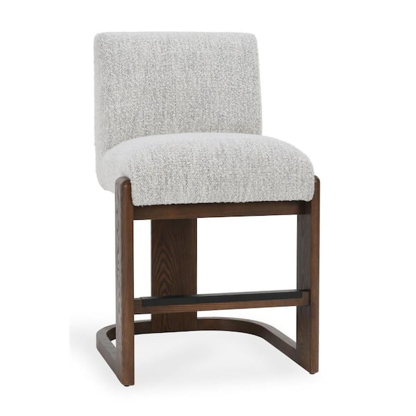 Benjara Berri 37.75 in. H Ivory and Brown Low Back Wood Counter Height ...