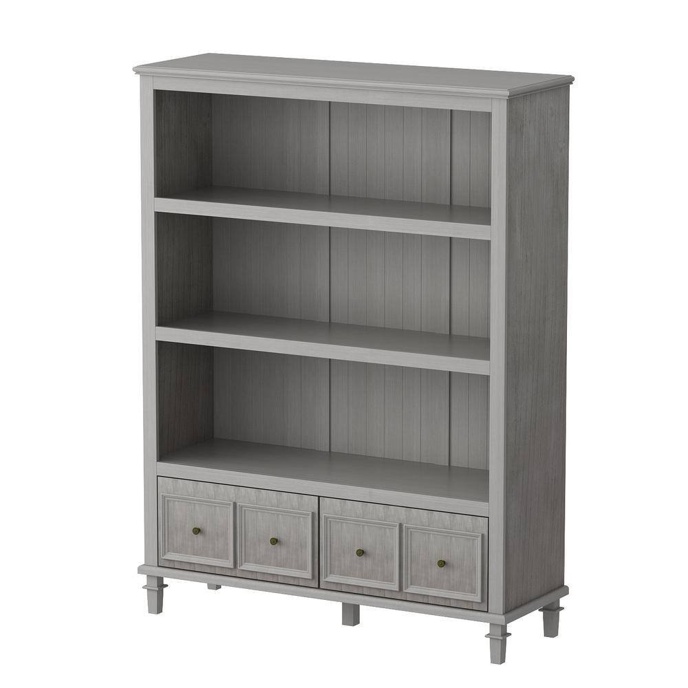 FUFU&GAGA 47.2 in. W x 63 in. H, Wood Grain Gray, 3-Tier Open Shelves ...