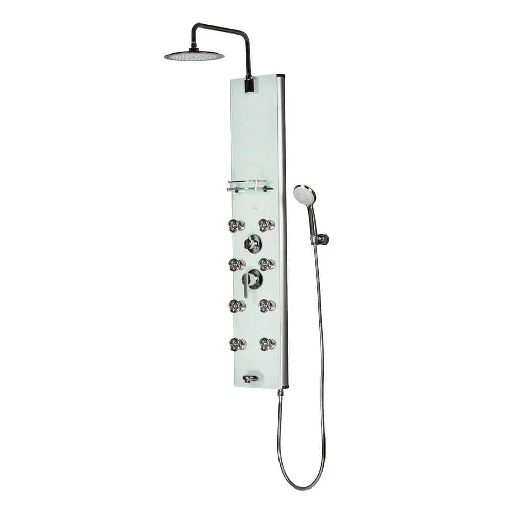 PULSE Showerspas Lahaina 8-Jet Shower System with Glass Panel in Chrome ...