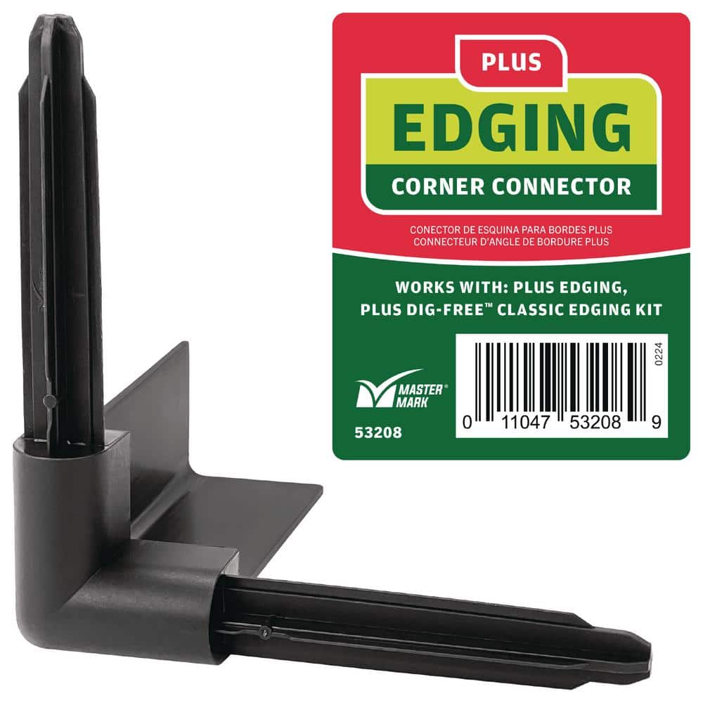 Master Mark Plus 5.5 in. x 3.75 in. Black Plastic 90° Landsacpe Edging Connector 53218 - The ...