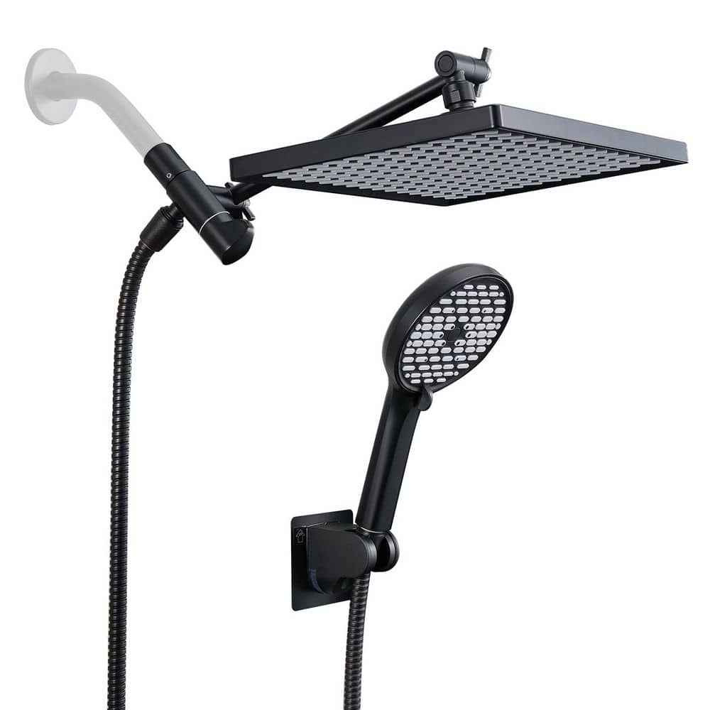 Heemli Rainfall Shower Head Combo 6-Spray 12 in. Wall Mount Dual Shower ...