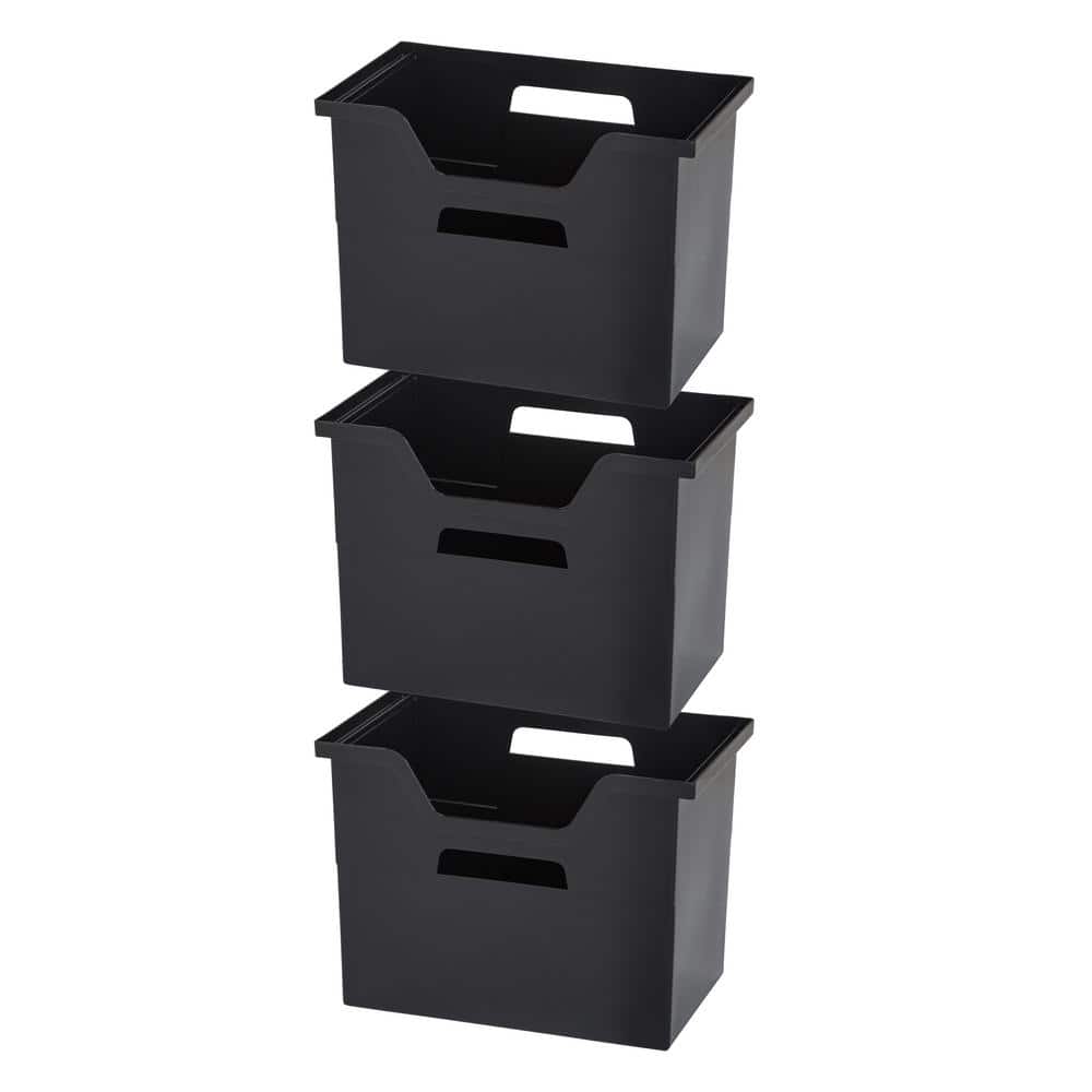 IRIS Desktop File Box Large in Black (3-Pack) 580047 - The Home Depot