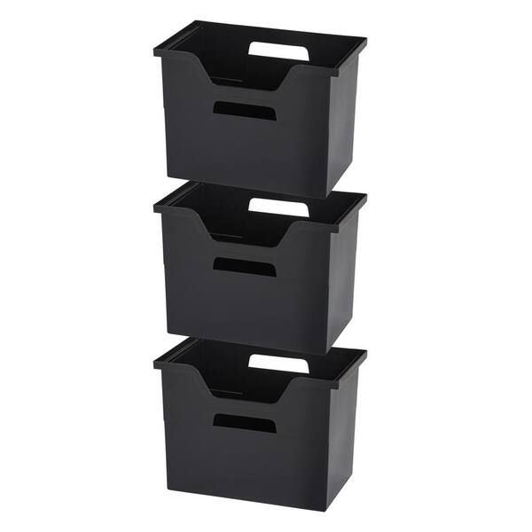 IRIS Desktop File Box Large in Black (3-Pack) 580047 - The Home Depot