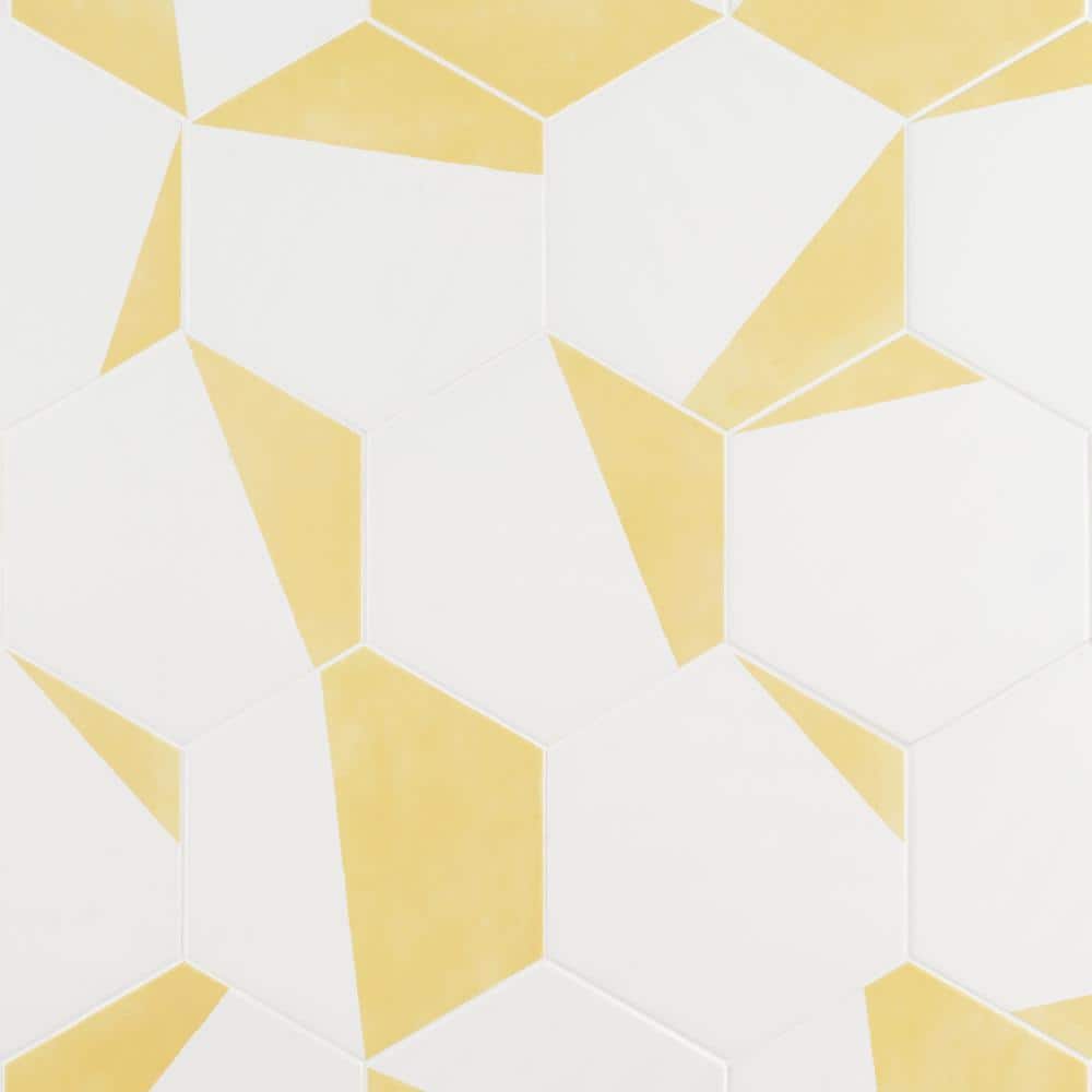 Ivy Hill Tile Eclipse Burst Yellow 7.79 in. x 8.98 in. Matte Porcelain ...