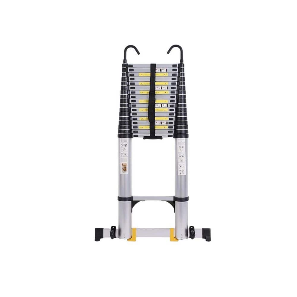 KIWDZFU Telescoping Ladder 26.2 ft. Reach Aluminum Multi-Purpose ...