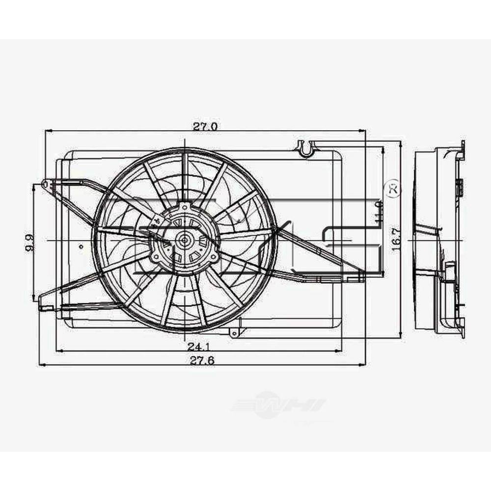 TYC Dual Radiator and Condenser Fan Assembly 1994-1995 Ford Taurus V6 ...