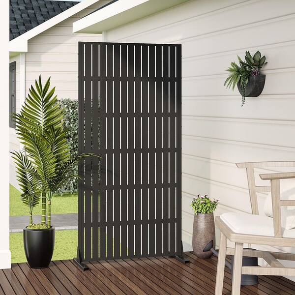 Lirago 72 in. x 35 in. Rectangular Black Privacy Screen Galvanized ...