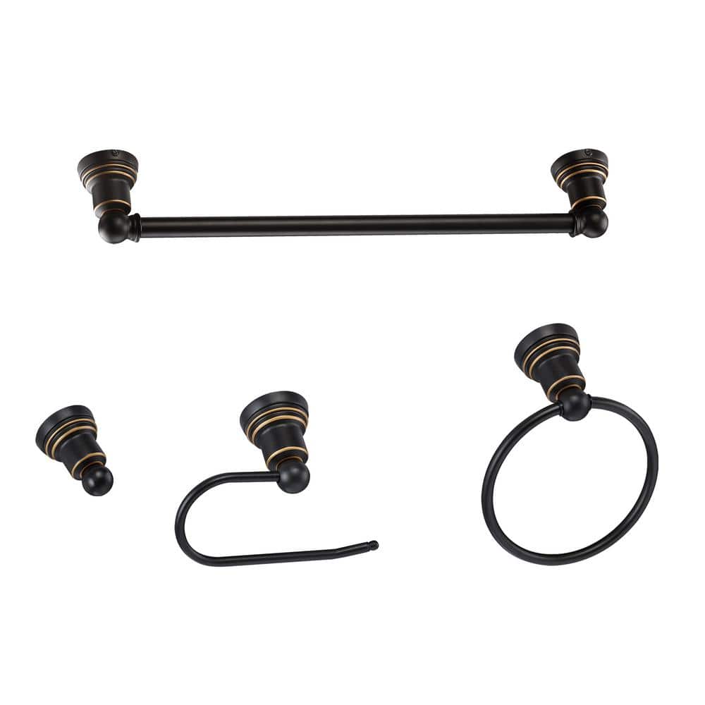 WISBEAM 4-Piece Bath Hardware Set 20 in. with Mounting Hardware in Oil ...