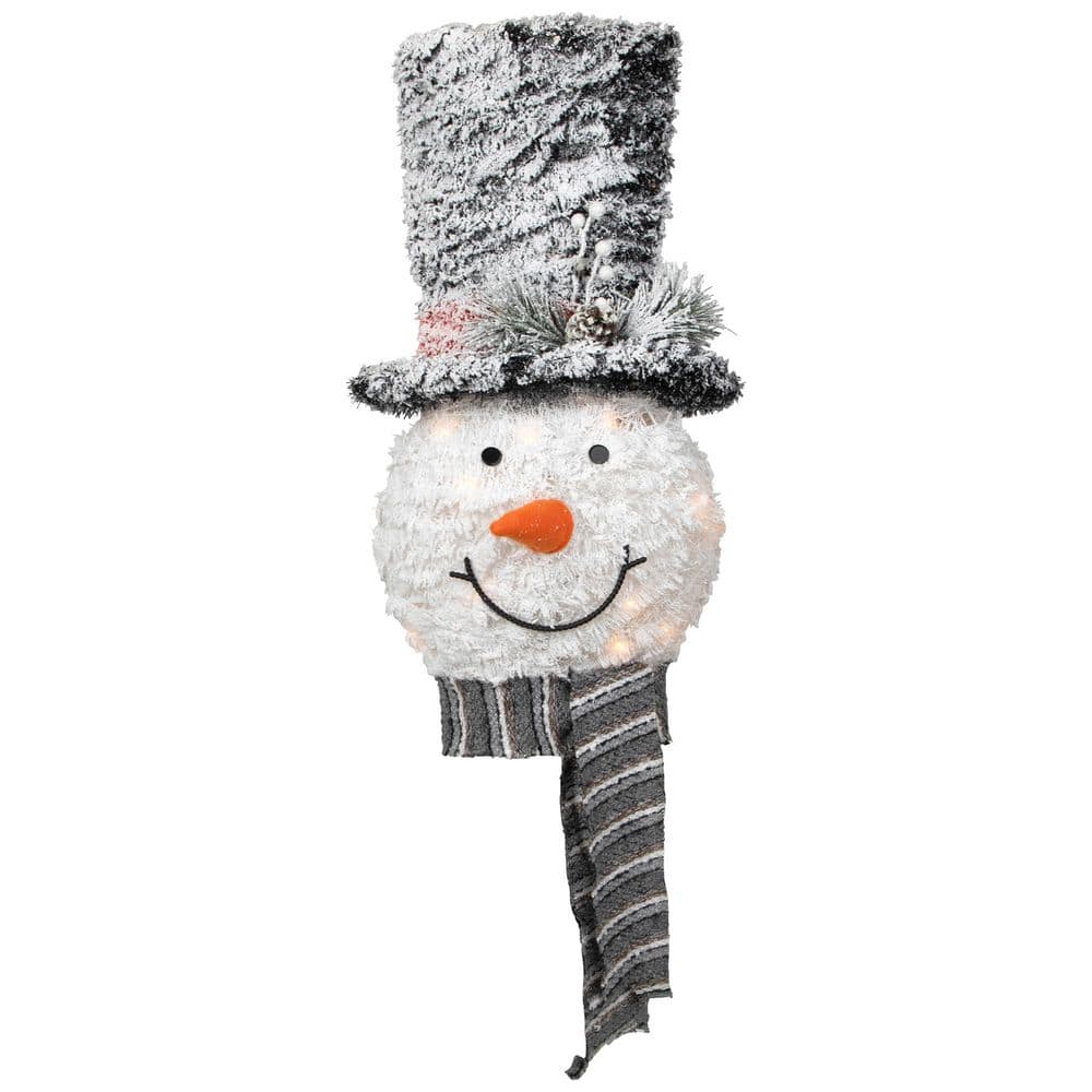Northlight 25 in. Lighted Snowman with Black Frosted Top Hat Christmas ...